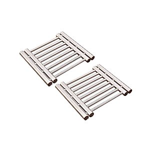 Leoyoubei 8x9 Metal expands Trivet Wite from 9" to 15" Multi-Purpose Spoon Rest and Kitchen Table mats Shrink Pads Non-Sliding hot pad and Pot Holder (Silver x 2)