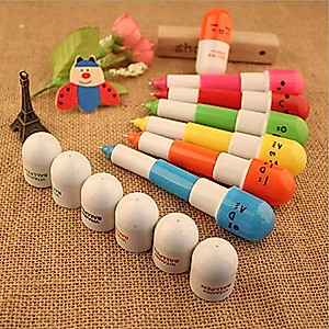 SWTOOL 40pcs Vitamin Pill Ballpoint Pen Cute Cartoon Retractable Ball Pen Smiling Face Ball Pen For Kids (Random Color)