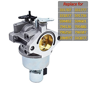 796587 Carburetor for 794136, 795486, 796250, 591736, 594601, 331707, 331777, 331877, 31Q677, 33M977, 19.5 19HP Intek Motor Engine Craftsman Riding Lawn Mower Tractor Carb Replacement