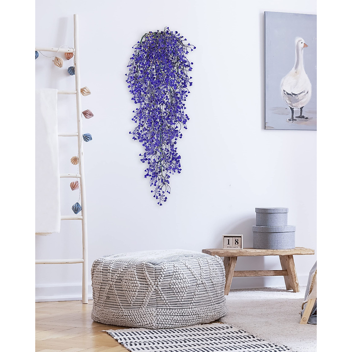 Omldggr 2 Pieces Artificial Hanging Vine Purple Fake Ivy Flower Hanging Willow Vine for Home Garden Office Wedding Decor (82cm)