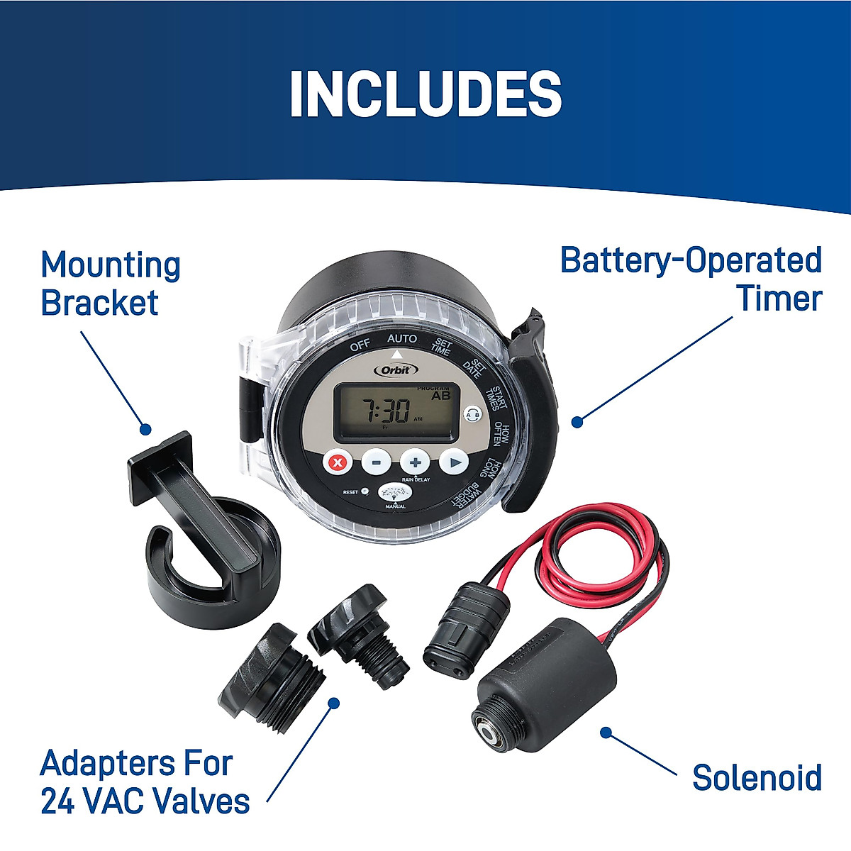 Orbit 57865 Battery-Operated Sprinkler Timer, Black