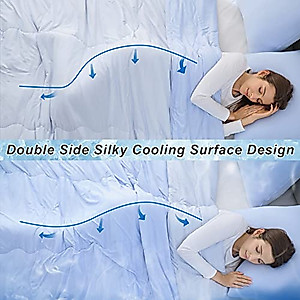 OIGAE Cooling Comforter King Size, Double Sided Cooling Blanket with Q-Max > 0.5 Arc-Chill Cooling Fiber, Lightweight Cooling Summer Comforter Quilt for Hot Sleeper Night Sweats, 90" x 108", Blue
