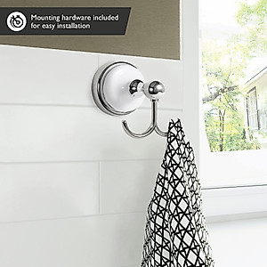 Design House 559260 Savannah Towel and Robe Hook, Polished Chrome and White