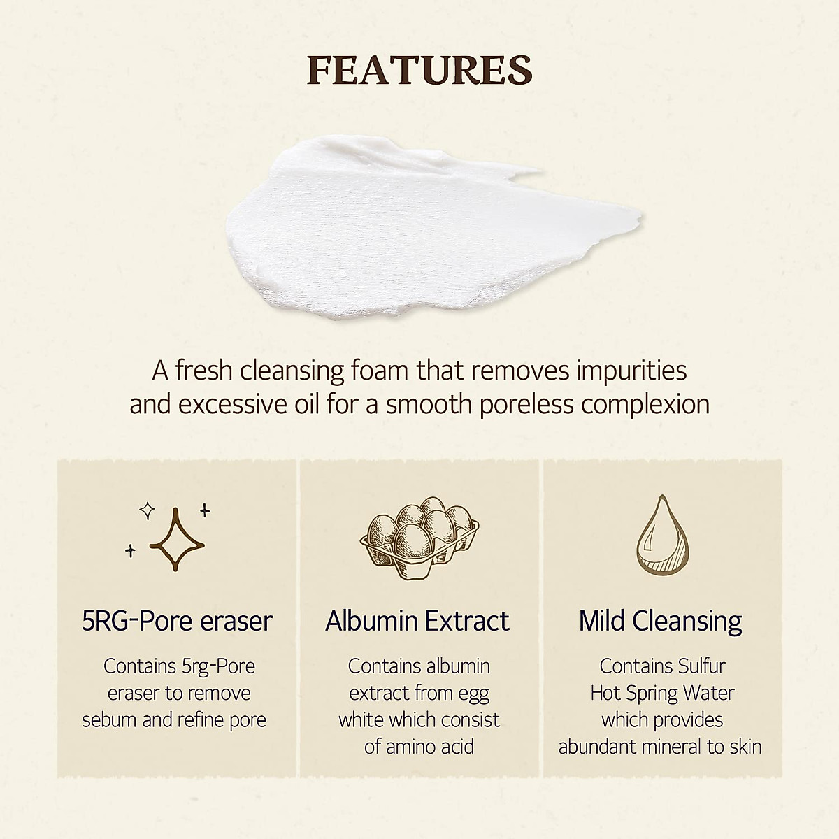 SKINFOOD Egg Perfect Pore Cleansing Foam 150ml - Egg Yolk, Albumin Contained Pore Refining Facial Foam Cleanser - Removes Impurities from Pores (5.07 fl.oz.)