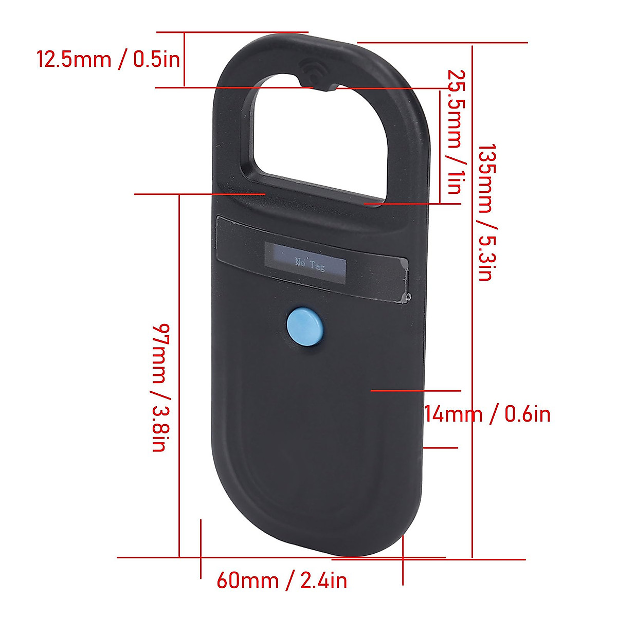 Microchip Reader 0.91 Inch Screen Animal Pet Chip ID Scanner, Wireless Identification, 128 Label Storage