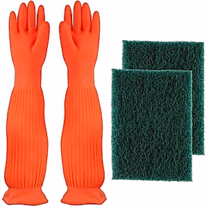 AroPaw Aquarium Cleaning Tools Set 22 Inch Waterproof Gloves, Aquarium Cleaner Fish Tank Sponge
