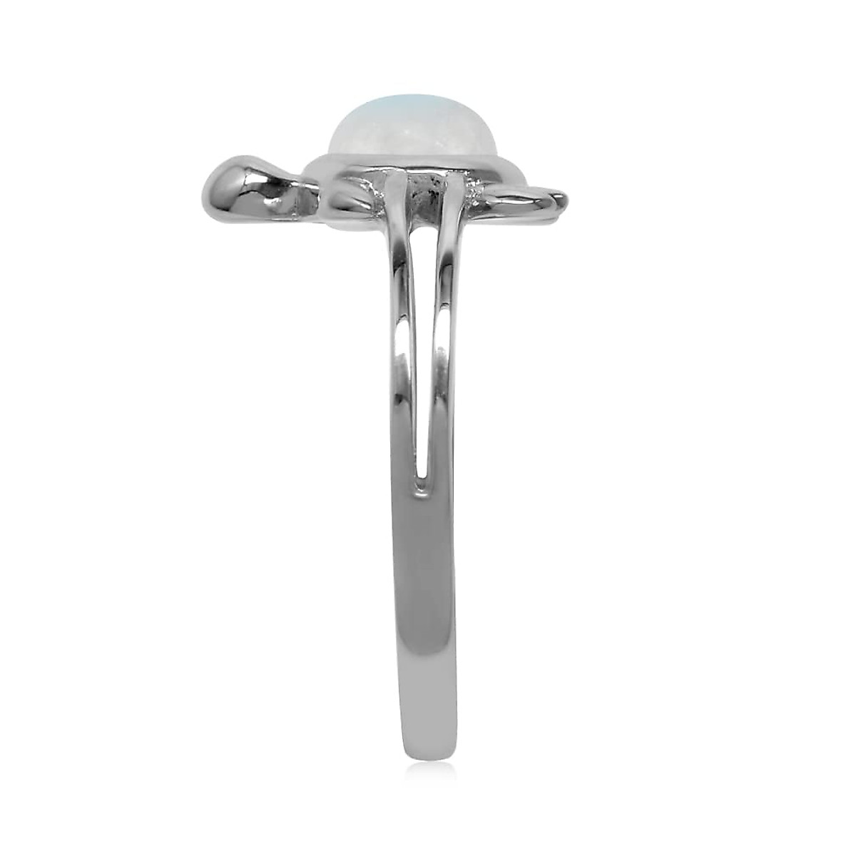 Silvershake 6mm Natural Round Shape Moonstone 925 Sterling Silver Turtle Fashion Casual Solitaire Ring Size 10.5