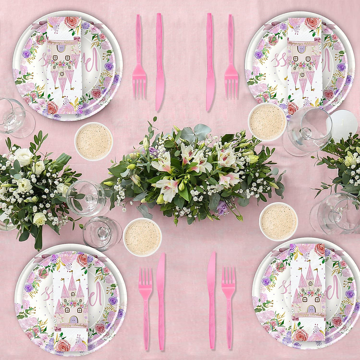 HIPVVILD Princess Party Decorations Tableware - Princess Birthday Party Supplies Include Plates, Cups, Napkins, Tablecloth, Cutlery, Straw, Princess Birthday Baby Shower Party Decorations | Serve 24