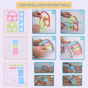 Yofunter Dwarf Hamster Toys Set for Hamster Cage Accessories - Gerbil Hideout and Houses,Fitness Circle Toy,Rainbow Bridage,Seasaw, Multi-colored