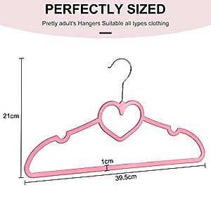 Plastic Hangers, Heavy Duty Clothes Hanger for Adults, Heart Hangers with 360 Degree Swivel Hook for Coat Jackets, Pants, Shirts, T-Shirts, Dresses Clothes Hanger (10 Pack - Pink)