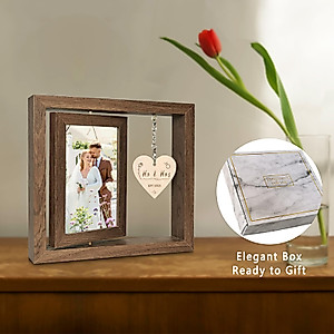 EYITUPC Rotating Floating Mr and Mrs EST 2025 Picture Frame, Wedding Gifts Bridal Shower Gifts Engagement Gifts for Newlywed Couples