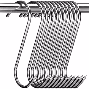 12 Pcs Meat Hooks, 5 Inch Butcher Hooks Stainless Steel (4MM Diameter), S Shaped Meat Processing Hooks for Hanging Bacon, Sausage, Hunting Smoking Ribs, Drying, Grillling BBQ For Kitchen, Market