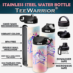 Teewarrior Personalized Water Bottle Unicorn Water Bottle For Kids Women Girls Teen Magical Unicorns Sports Bottles Birthday Gifts For Women, Back To School Gifts Custom Travel Cup with Name (Ver-4)