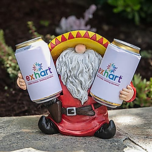Exhart 2-Can Sombrero Gnome Statue, Durable Resin, Hand Painted Indoor Outdoor Décor, 9.5"x6"x8.5"