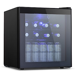 Antarctic Star Beverage Refrigerator Cooler - 60 Can Mini Fridge Glass Door for Soda Beer or Wine, Smoked Glass Door Small Drink Dispenser Machine for Home, Office or Bar, 1.6cu.ft.