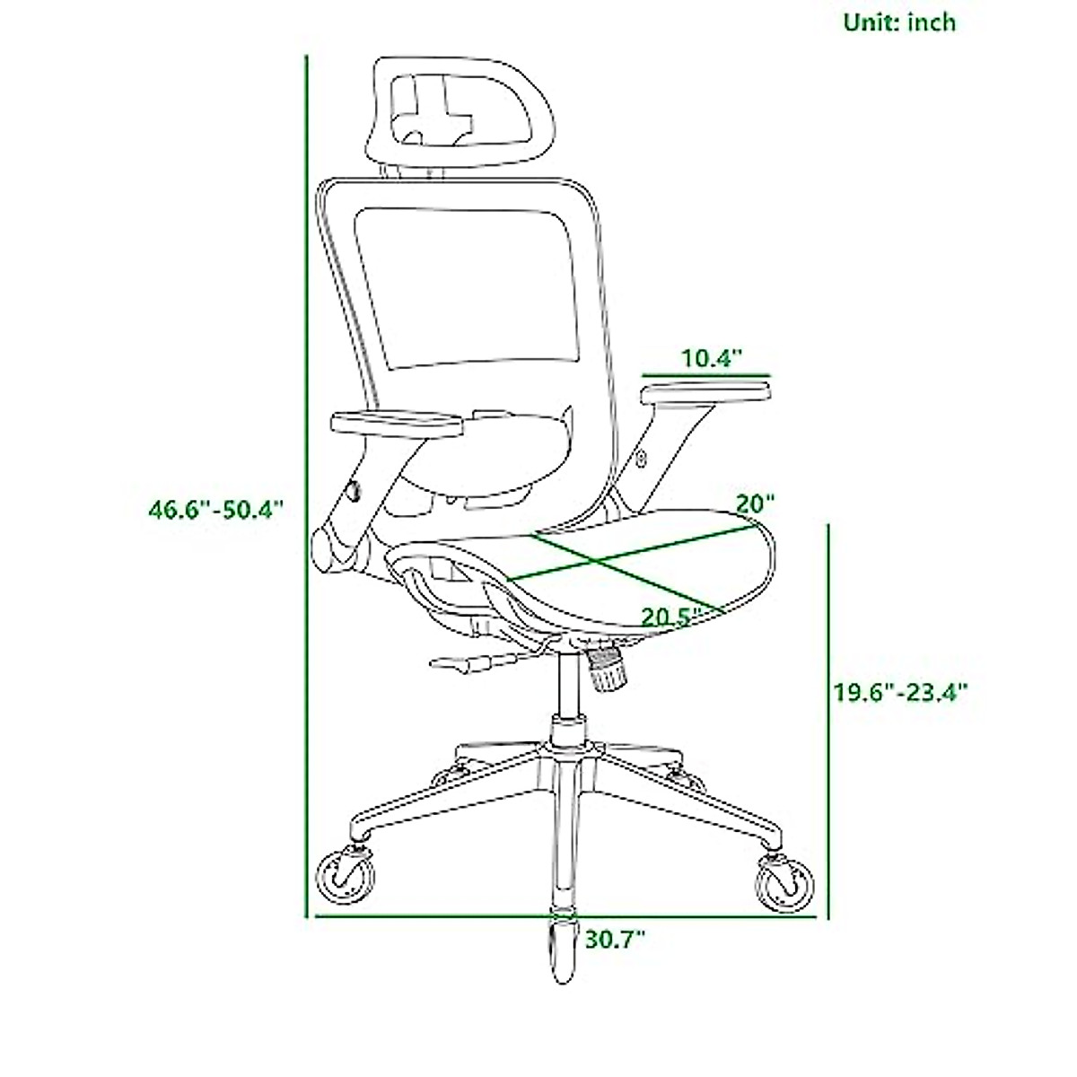 Office Chair, High Back Ergonomic Desk Chair, Breathable Mesh Desk Chair with Adjustable Lumbar Support and Headrest, Swivel Task Chair with Armrests, Executive Chair for Home Office (Black)