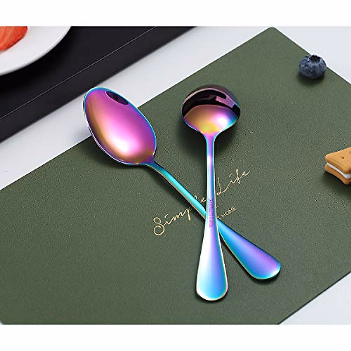Rainbow Teaspoons, Kyraton 6 Pieces 6.7" Stainless Steel Tea Spoons With Colorful Titanium Plating, Ice Cream Spoons, Dessert Spoon, Coffee Spoon,Golden Teaspoon,Spoon Silverware Pack of 6