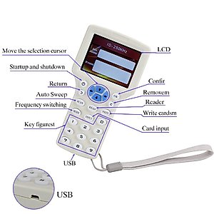 JYT-TOOLS RFID NFC Copier Reader Writer Cloner English 10 Frequency Programmer for ID IC Card/keyfob and 13.56mhz UID Key Access Control System