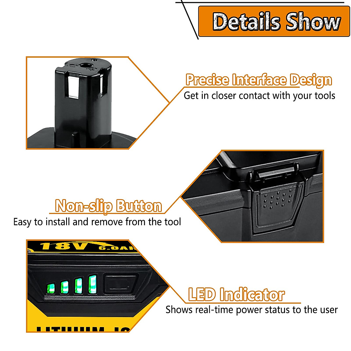 Masione 2-Pack 5.0Ah Replacement for Ryobi 18V Battery Lithium-Ion Compatible with P108 P102 P103 P105 P107 P109 P122 Batteries
