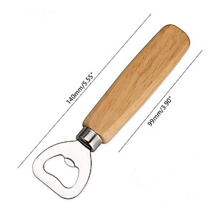 10 pcs wooden handle stainless steel beer bottle opener, smooth rubber wooden drink bottle cap opener family party bar bartender，DIY logo engraved gift