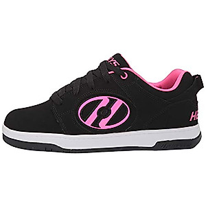 HEELYS Girl's Voyager Tennis Shoe, Black/Pink, 2 M US Big Kid