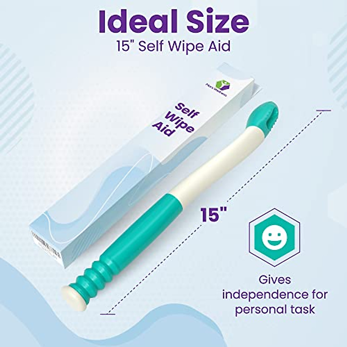Mars Wellness Self Wipe Assist Bottom Wiping Toilet Aid Wiping Wand - Long Reach Comfort Wipe Extender - Daily Living Aid for The Disabled - Colors Vary (1.25 Foot (Pack of 1))