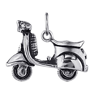 Gem Avenue 925 Sterling Silver Vespa Motor Scooter Charm Pendant for Women