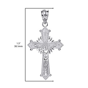 Religious Jewelry .925 Sterling Silver Natal Starburst Crucifix Jesus Christ on the Holy Cross Pendant Charm