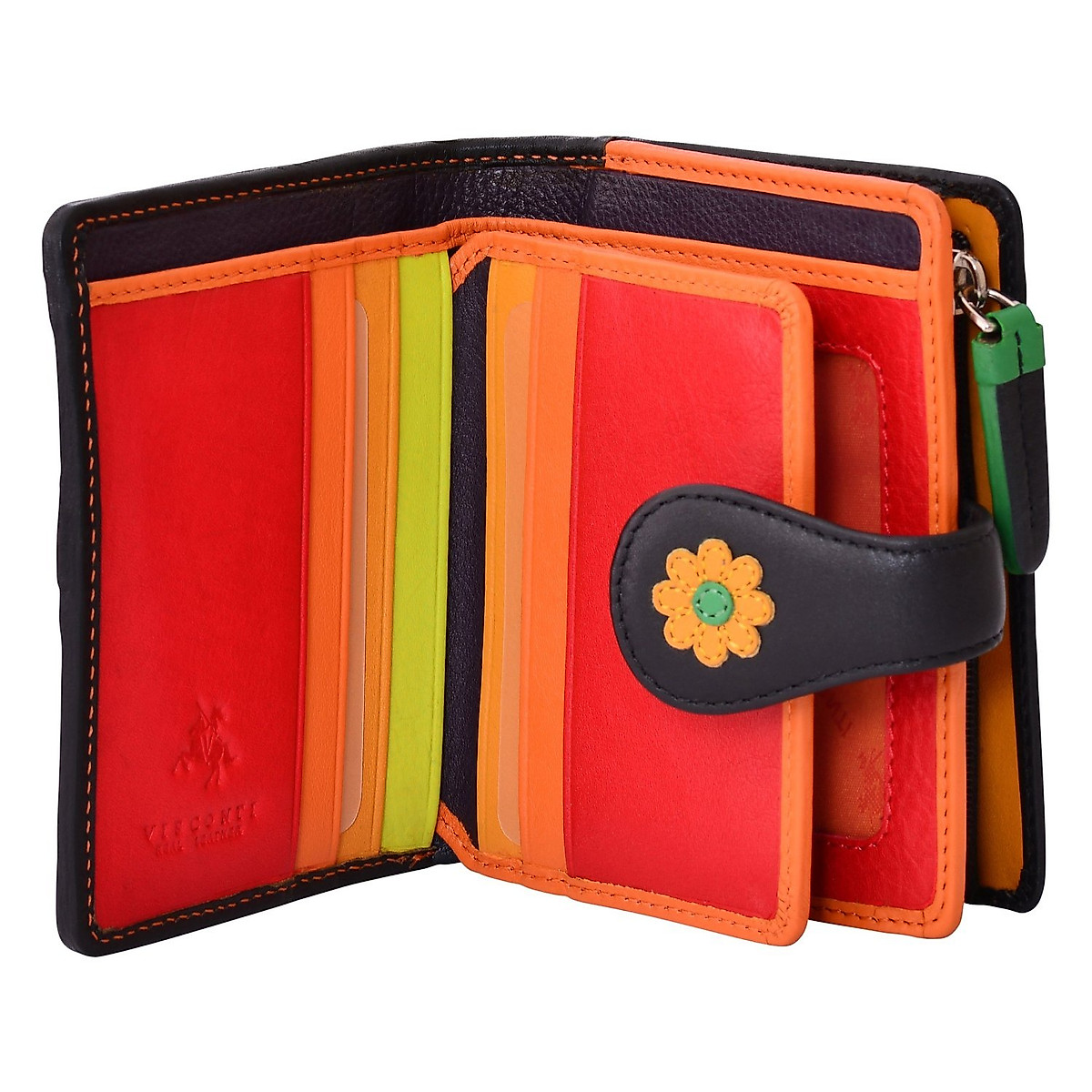 Visconti Sunshine DS-80 Womens Floral Multi Colored Bifold Wallet - Black Multi