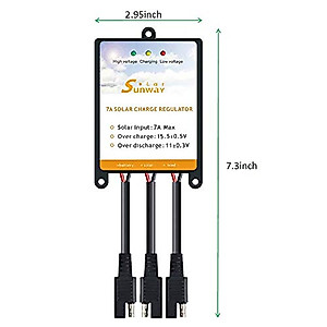 Sunway Solar Panels Charge Controller 12V Battery Regulator 7A for Safe Protection of 12Volt Solar Power Battery Charger, Solar Trickle Charger & Maintainer and Solar Powered System Kit