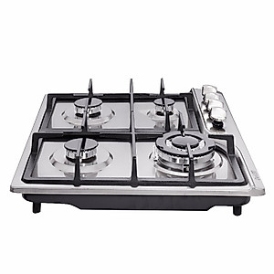 Deli-kit® 24 inch LPG/NG Gas Cooktop Dual Fuel Sealed 4 Burners Stainless Steel Gas Cooktop 4 Burners Drop-In Gas Hob DK245-A02 Gas Cooker