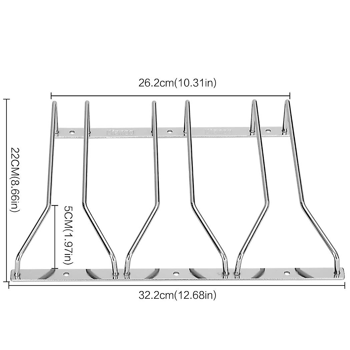 Dianoo Wine Glass Stemware Rack Holder Wine Glass Rack Under Cabinet With Screws Chrome Finish 22CM 3 Rows