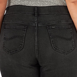 Lee Women's Size Ultra Lux Mid-Rise Slim Fit Straight Leg Jean, Black, 24 Plus