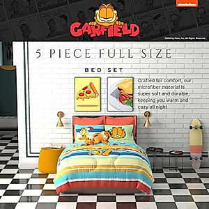 Franco Garfield Kids Bedding Super Soft Cozy Reversible Comforter and Sheet Set, 5 Piece Full Size, (Officially Licensed Product)