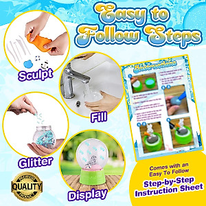 Peertoys Snow Globe Crafts for Kids - Activities Gifts for Teen Girls Ages 4-8 Arts Stem Project Games Unicorn Toddler DIY Toys & Materials Stuff with Clays Water Globes