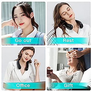 Neck fans portable rechargeable 2400mAh cufun portable neck fan 360° Surround Wind ventilador de cuello portatil 3 wind speeds bladeless rechargeable fan Gifts Outdoor Sports construction worker Black