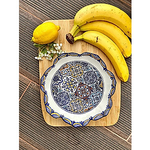 Alcoa Arte Portuguese Pottery Alcobaça Ceramic Decorative Salad Serving Bowl (Yellow), 8.5 in x 8.5 in x 3 in Inch (L x W x H), 175