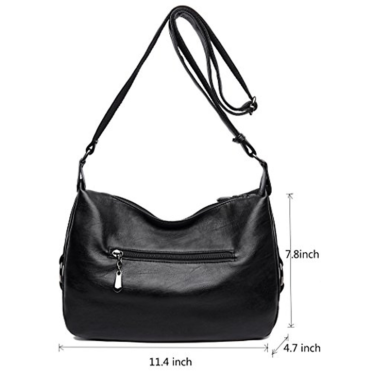 Covelin Women's Retro Sling Shoulder Bag from, Leather Crossbody Tote Handbag Black