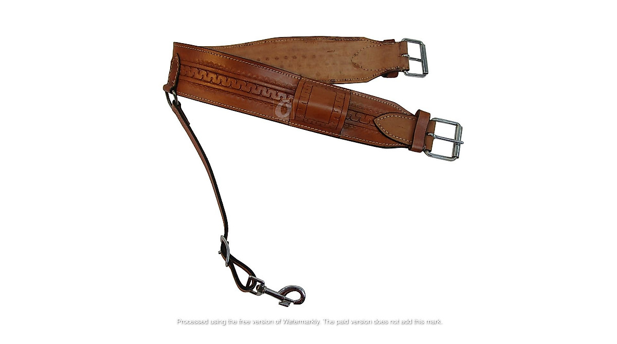 Western Leather Back Cinch Girth for Horses - Hand Tooled Leather