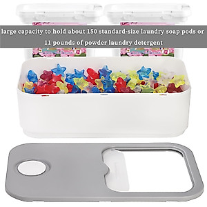 Goaste Laundry Pod Container with Slide Lid, 15 Inch Laundry Powder Holder with Measuring Cup, Large Capacity Laundry Detergent Storage Box for Organization (Fits 2 Bottles of Detergent, 120-150 Pods)