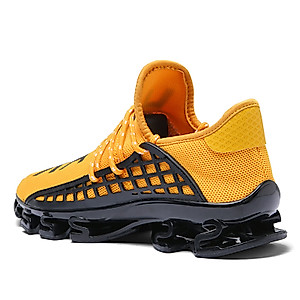 XIANV Men Trail Running Shoes Breathable Sport Athletic Tennis Walking Shoes (Yellow, Numeric_10)