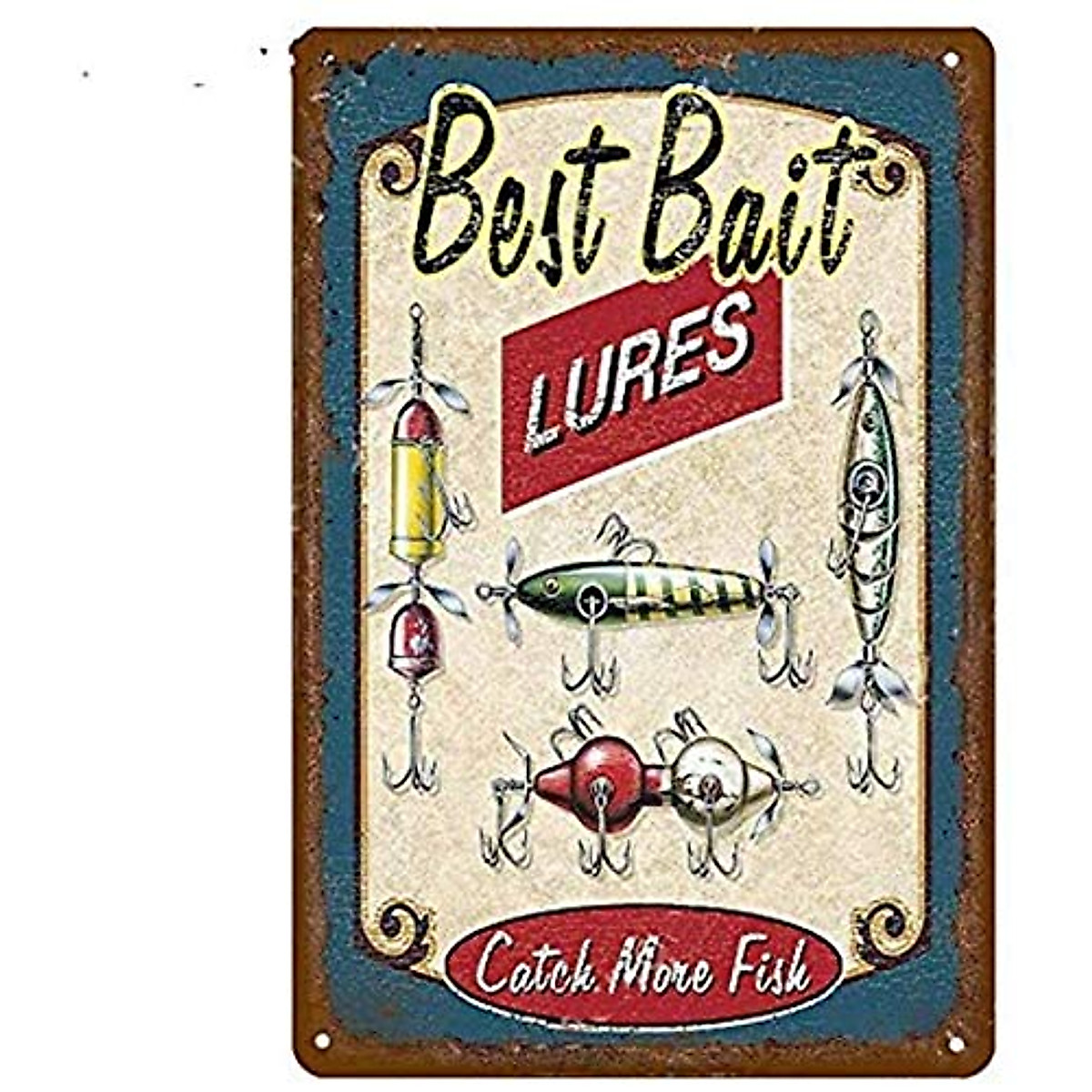 Best Bait Lures Fishing Tools Fish Hook Metal Tin Sign 8x12 inch Home Decoration Bar Cafe Club Wall Decoration Sign