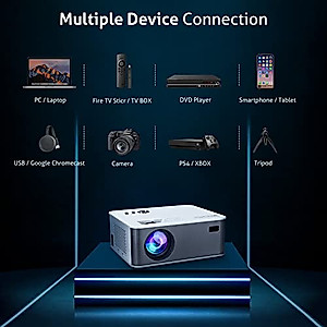 NIKISHAP Projector with WiFi and Bluetooth, Small Projector 4K Outdoor Movie Projector Short Throw, Smart Phone 1080P Projector Compatible with HDMI, VGA, USB, TV Stick, iOS, Android, PC, Laptop