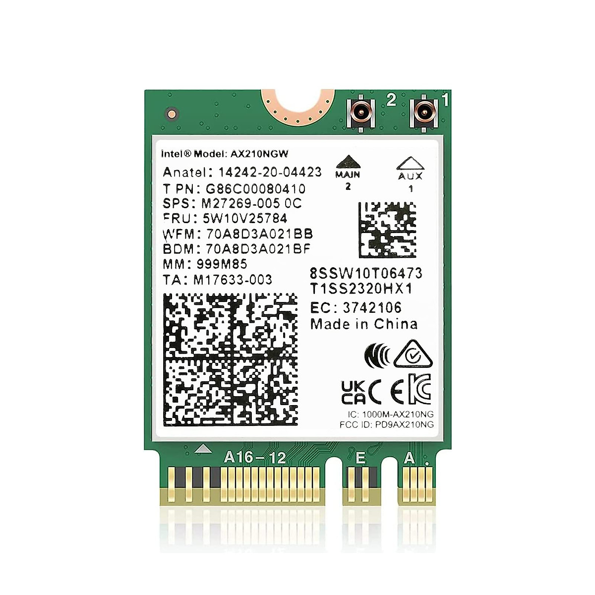 AX210NGW WiFi 6E Card M.2 5400Mbps Tri-Band Wireless Module for Laptop,11AX WiFi Adapter with Bluetooth 5.3,MU-MIMO, Ultra-Low Latency, NGFF, Supports Windows 11/10 (64bit)