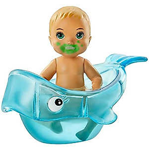 Barbie Skipper Babysitters Inc. Feeding and Bath-Time Playset with Color-Change Baby Doll, Tub and 6 Accessories