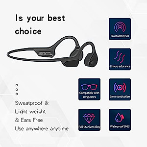 PREFIGHTCAT Wireless Bluetooth Bone Conduction Headphones Open-Ear Sweat Resistant Wireless Earphones for Workouts and Running