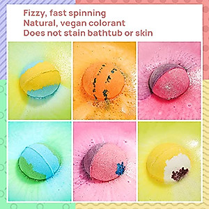 Bath Bombs Gift Set - 6pc XXL Organic Handmade Fizzy Shower Bombs with Essential Oils + Coconut Oil to Moisturize Dry Skin - Relaxing Spa Day for Women, Men, & Kids - Birthday, Anniversary, Bridal