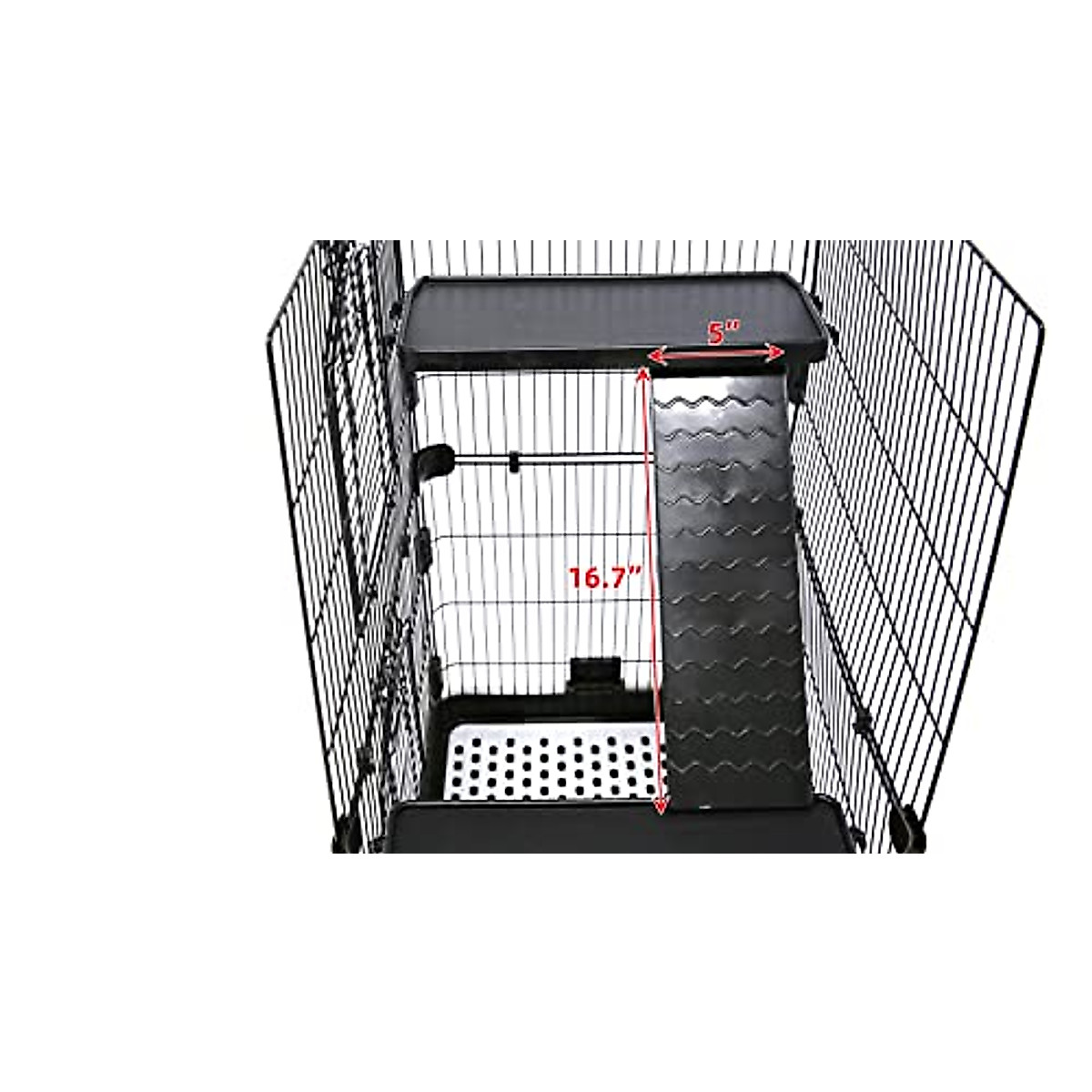 3 Levels Chinchilla Ferret Hamster Pet Crate with Caster Tray and Urine Guard (Black)