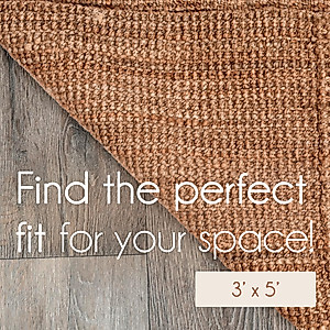 Triangle Weavers Knitted & Tucked Jute Area Rug for Bedroom, Living Room & More - Indoor Area Rug - 3 x 5 Feet - Solid Design - Natural Color