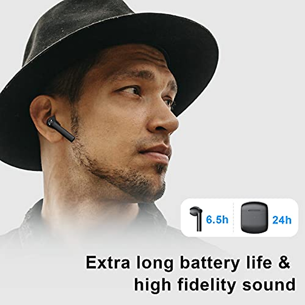 True Wireless Earbuds Bluetooth Earphones with Charging Case, Ipx5 Waterproof Ear Buds Wireless Bluetooth Earbuds Clear Call Built in Mic, 24 Hrs Compatible for iPhone Android Deep Bass Earbuds